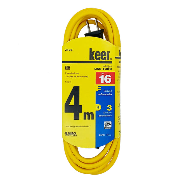 Extensión de uso rudo 4mts 2x16 KEER Amarilla 2436 – Dieleg