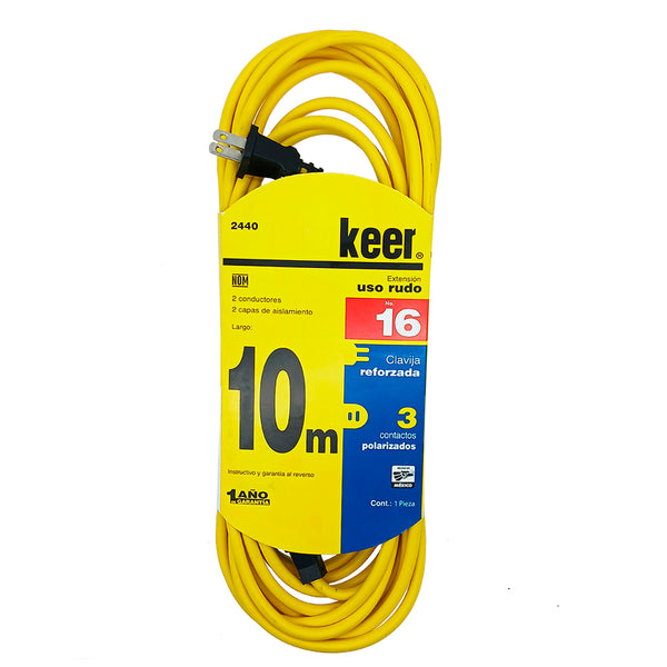 Extensión uso rudo 10 mts 2x16 Keer Amarilla 2440 – Dieleg
